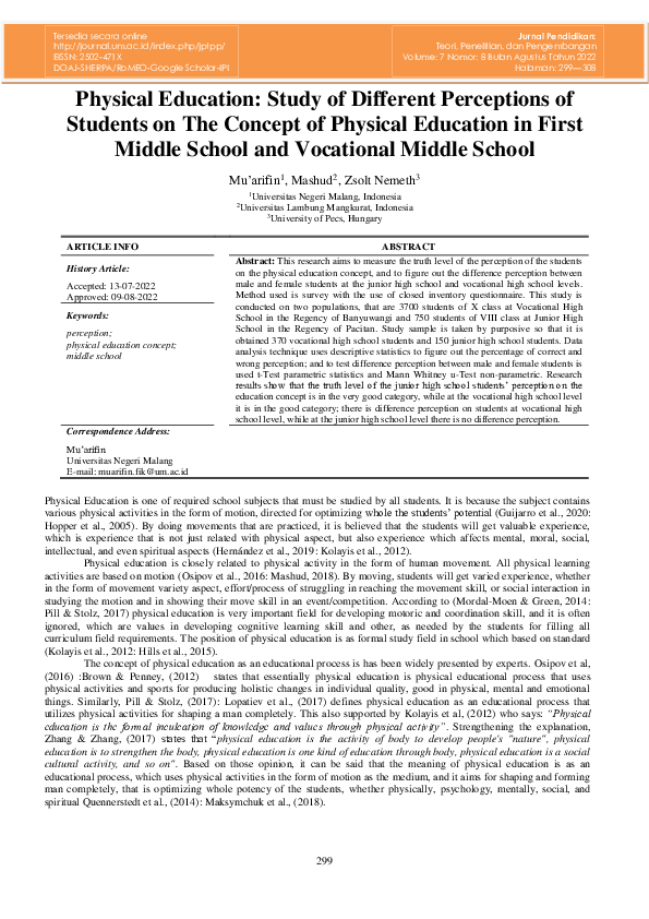 (PDF) Physical Education: Study of different perceptions of students on ...