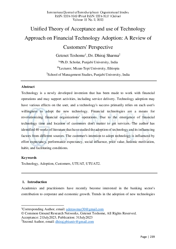 (PDF) Unified Theory of Acceptance and use of Technology Approach on Financial Technology ...
