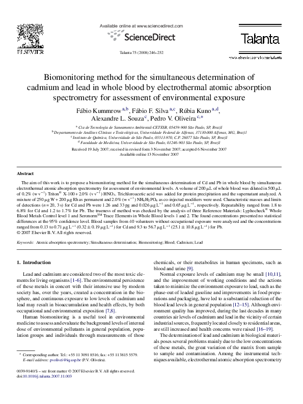 (PDF) Biomonitoring method for the simultaneous determination of ...