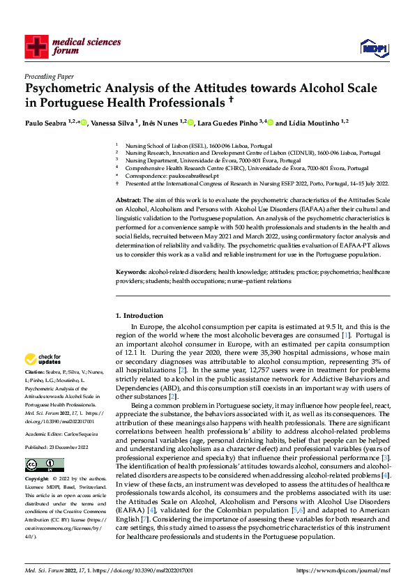 (PDF) Psychometric Analysis of the Attitudes towards Alcohol Scale in ...