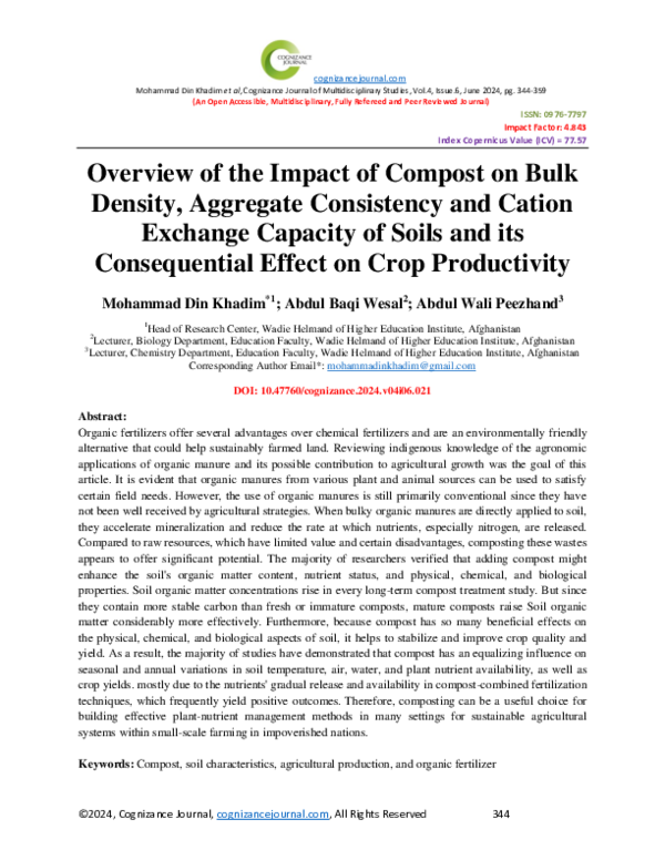 (PDF) Overview of the Impact of Compost on Bulk Density, Aggregate ...