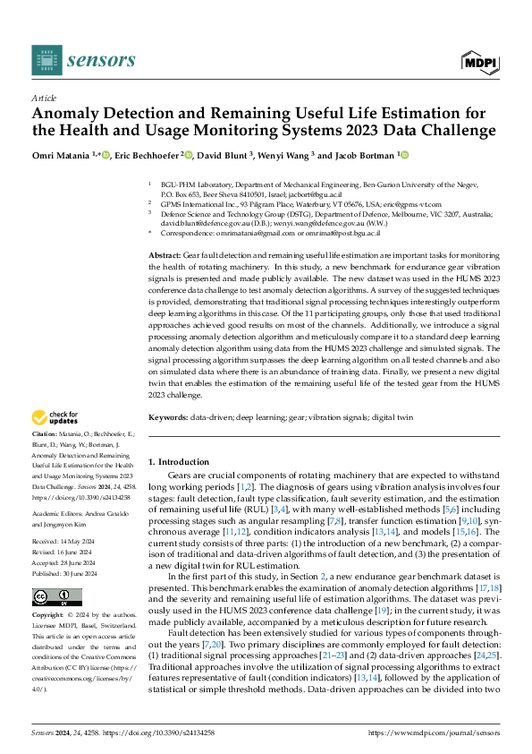 (PDF) Anomaly Detection and Remaining Useful Life Estimation for the ...