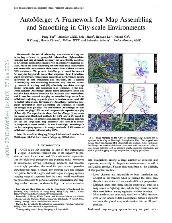 (PDF) AutoMerge: A Framework for Map Assembling and Smoothing in City-scale Environments
