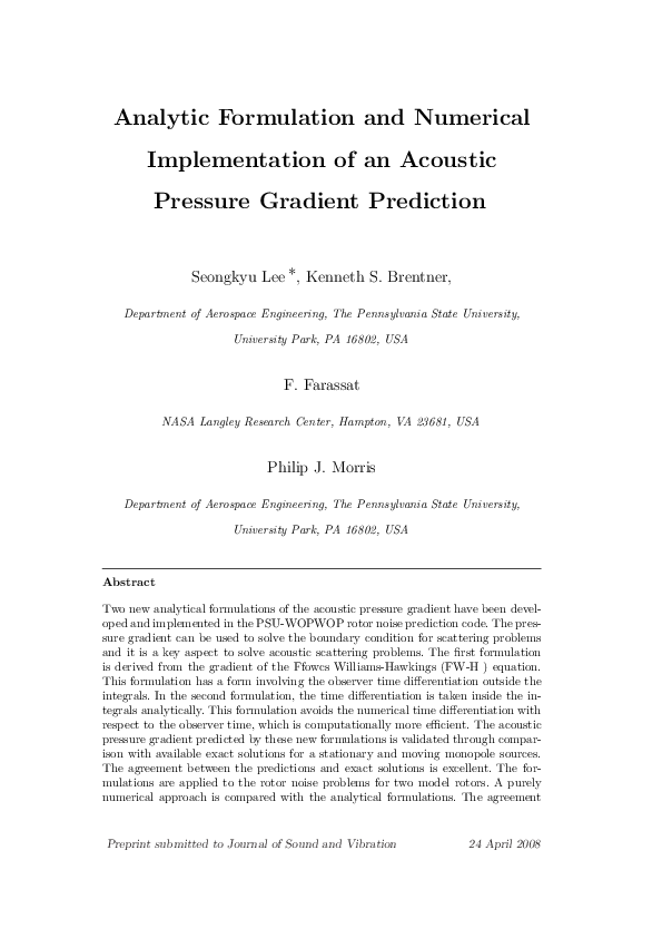 (PDF) Analytic formulation and numerical implementation of an acoustic ...