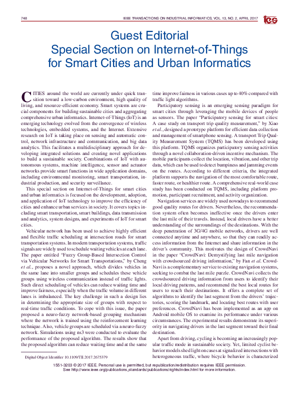 (PDF) Guest Editorial: Special Section on Internet of Things and Artificial Intelligence for ...