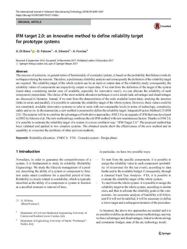 (PDF) IFM target 2.0: an innovative method to define reliability target ...