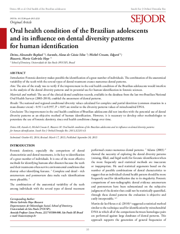(PDF) Oral health condition of the Brazilian adolescents and its ...