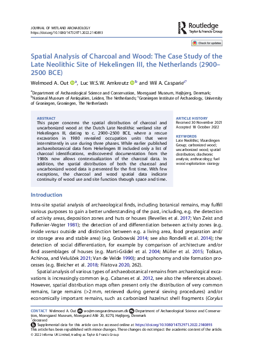 (PDF) Spatial Analysis of Charcoal and Wood: The Case Study of the Late Neolithic Site of ...