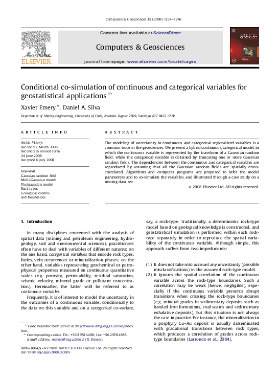 (PDF) Conditional co-simulation of continuous and categorical variables for geostatistical ...