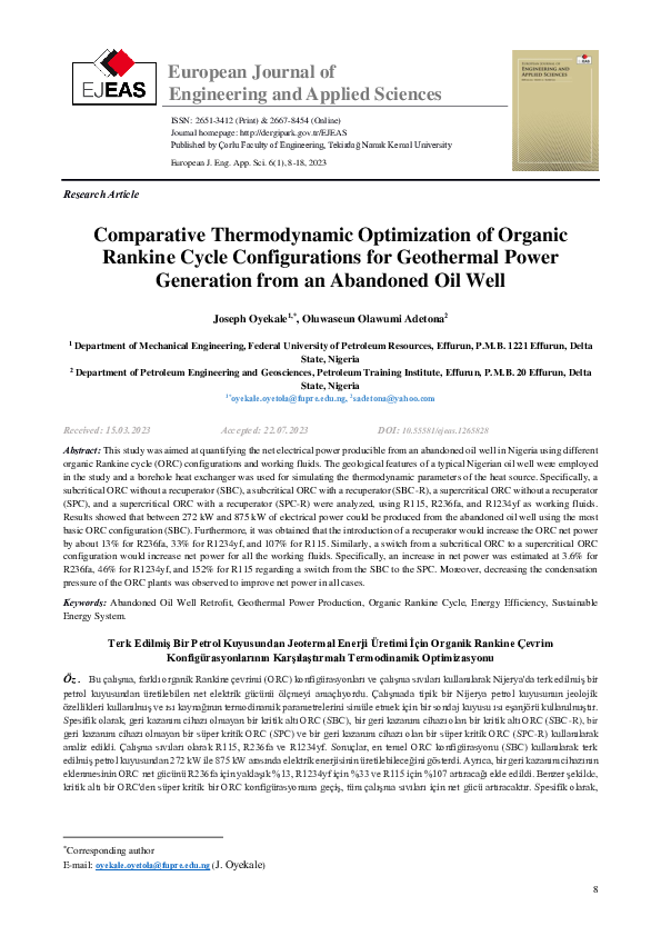 (PDF) Comparative Thermodynamic Optimization of Organic Rankine Cycle Configurations for ...