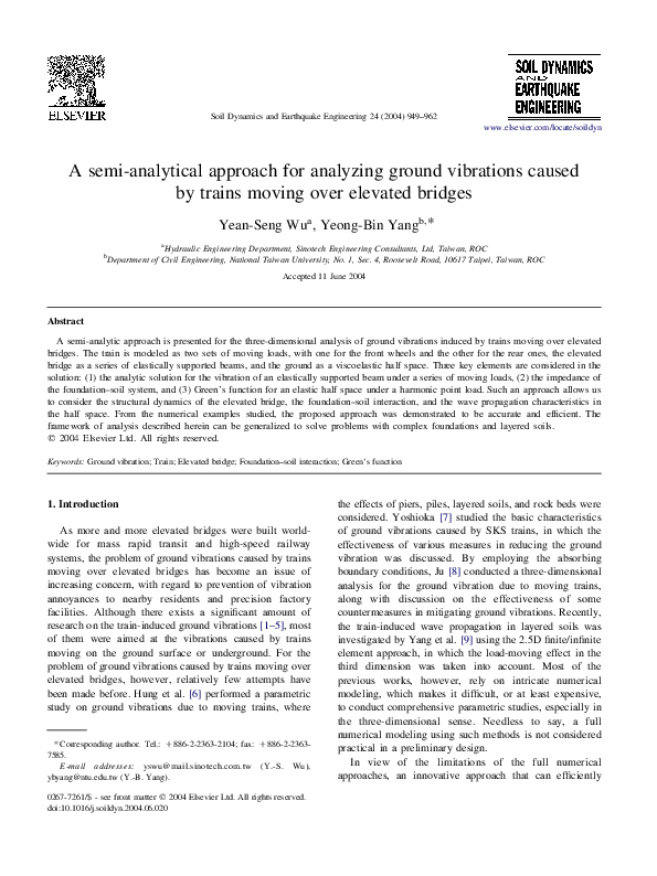 (PDF) A semi-analytical approach for analyzing ground vibrations caused ...