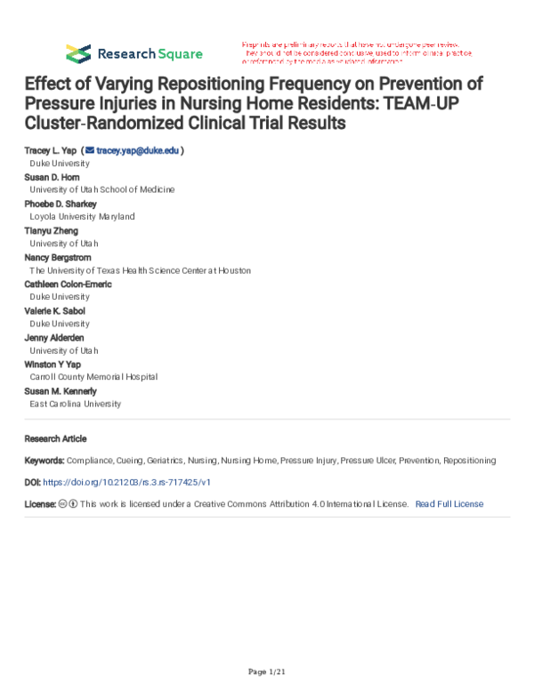 (PDF) Effect of Varying Repositioning Frequency on Prevention of ...