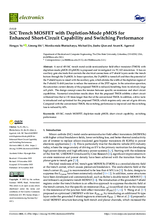 (PDF) SiC Trench MOSFET with Depletion-Mode pMOS for Enhanced Short ...