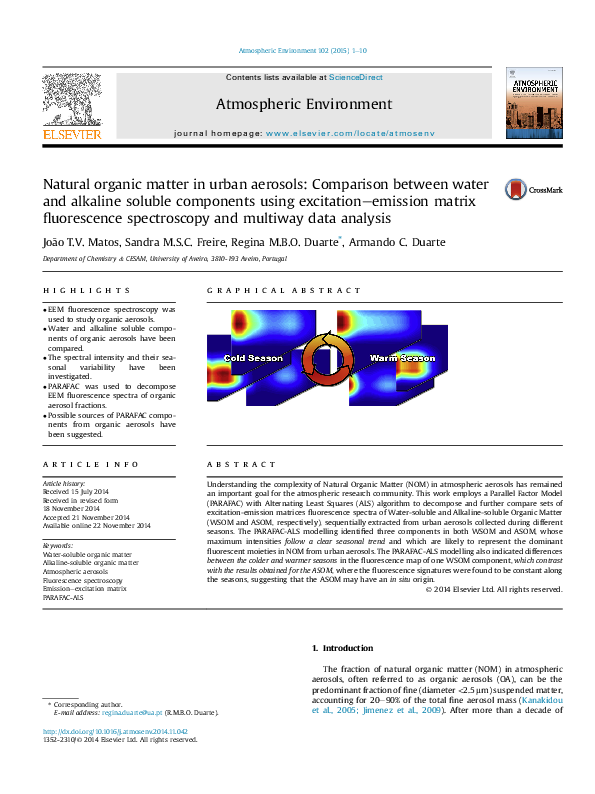 (PDF) Natural organic matter in urban aerosols: Comparison between water and alkaline soluble ...