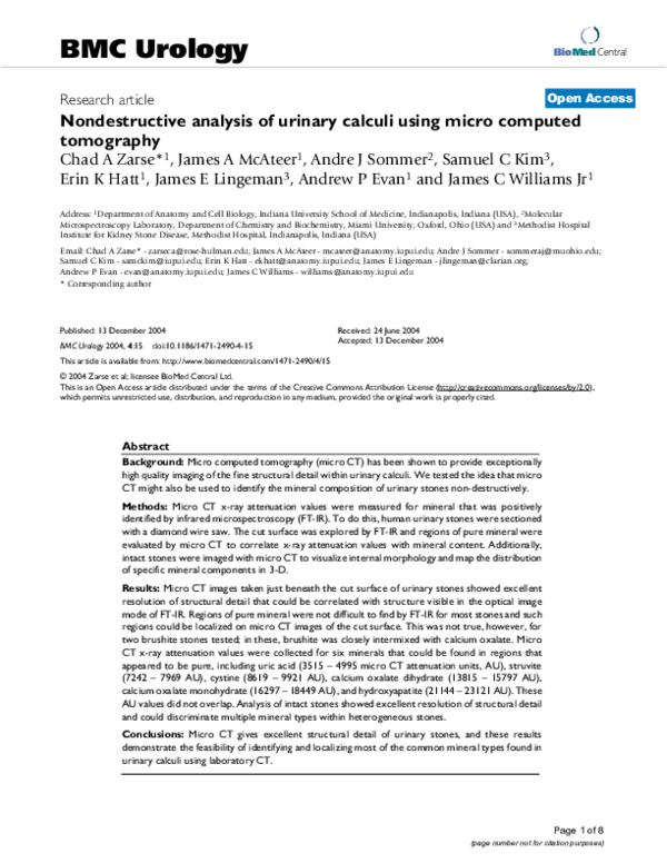 (PDF) Nondestructive analysis of urinary calculi using micro computed ...