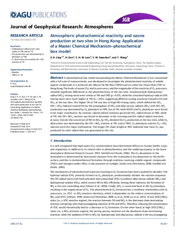 (PDF) Atmospheric photochemical reactivity and ozone production at two ...