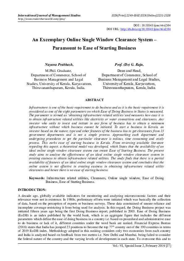 (PDF) Improving Business Startups with Online Clearances