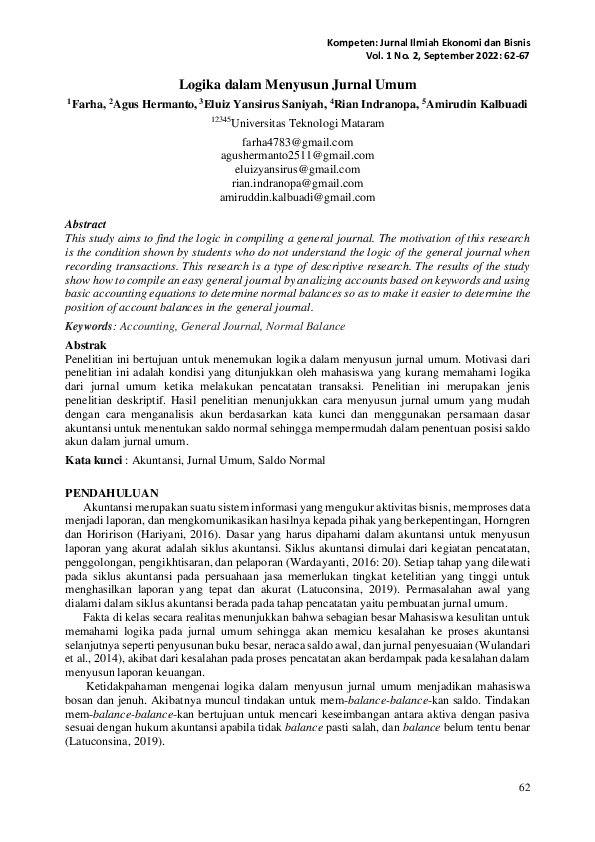 (PDF) Logika Akuntansi dalam Menyusun Jurnal Umum