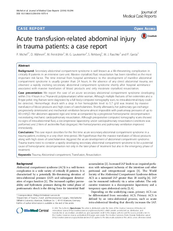 (PDF) Acute transfusion-related abdominal injury in trauma patients: a ...