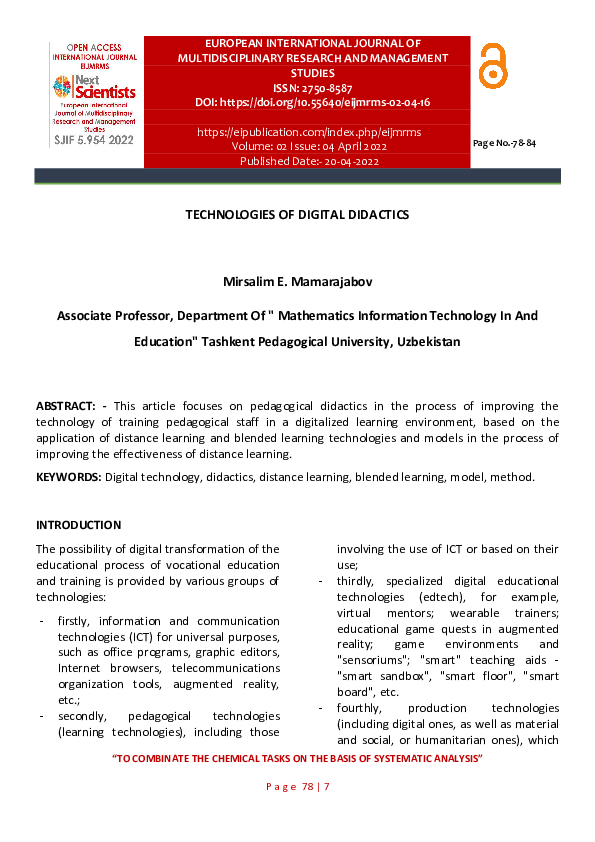 (PDF) Technologies of Digital Didactics