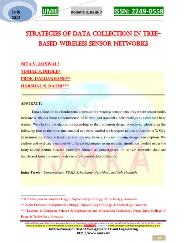 (PDF) Strategies of data collection in tree-based wireless sensor networks