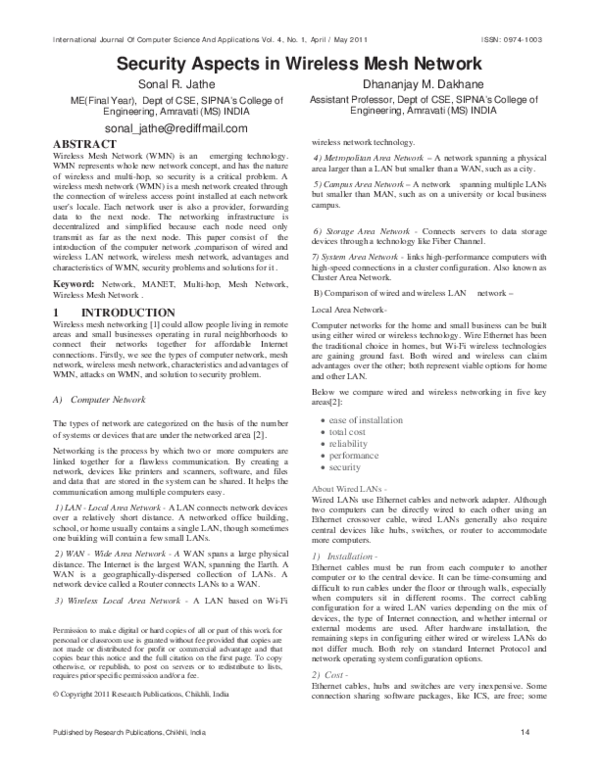 (PDF) Security Aspects in Wireless Mesh Network