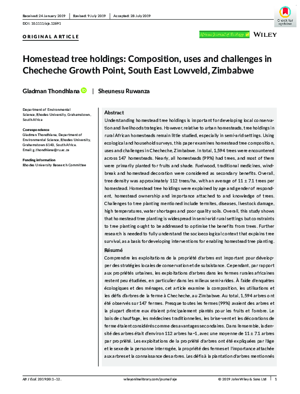 (PDF) Homestead tree holdings: Composition, uses and challenges in ...