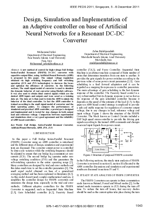 (PDF) Design, Simulation and implementation of an adaptive controller on base of artificial ...