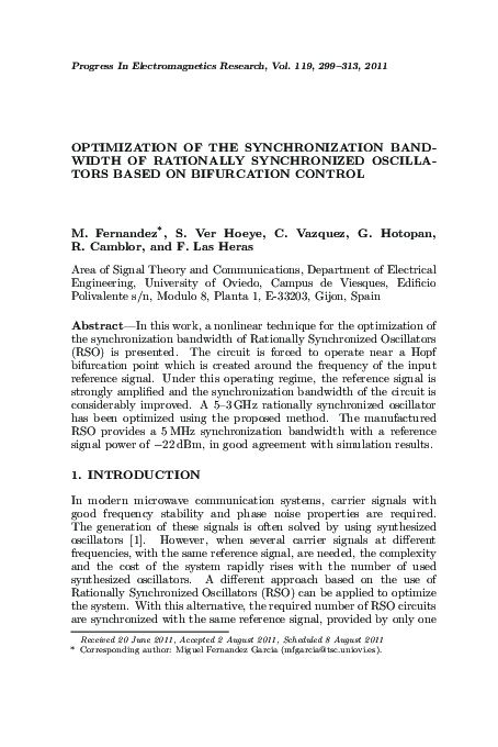 (PDF) Optimization of the Synchronization Bandwidth of Rationally ...