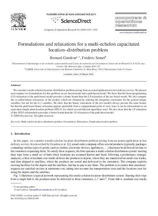 (PDF) Formulations and relaxations for a multi-echelon capacitated ...