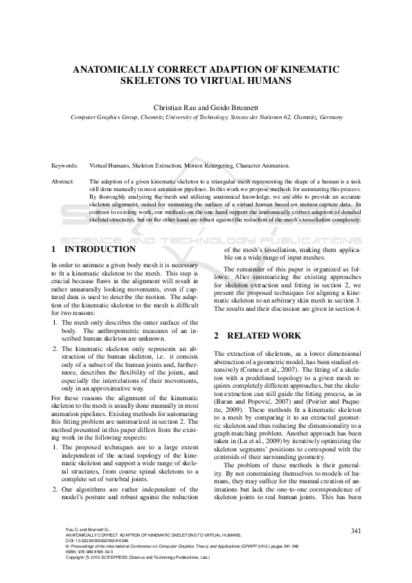 (PDF) Anatomically Correct Adaption of Kinematic Skeletons to Virtual ...