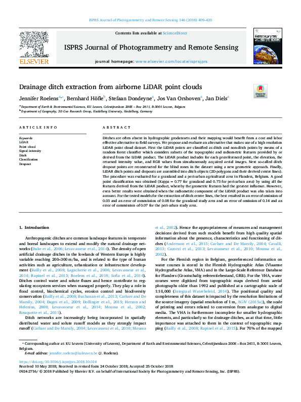 (PDF) Drainage ditch extraction from airborne LiDAR point clouds