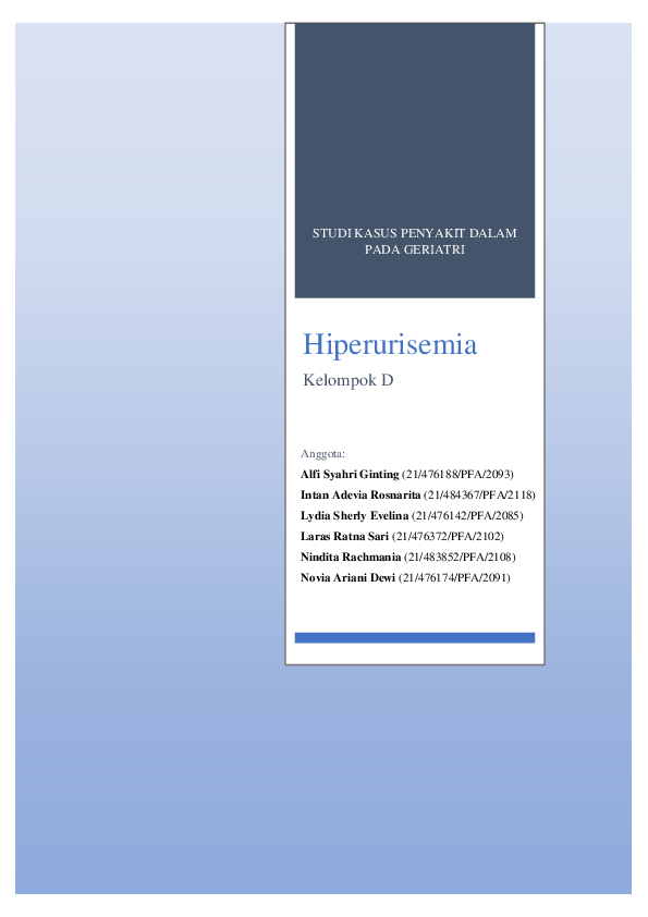 (PDF) Laporan SOAP Kasus Hiperurisemia