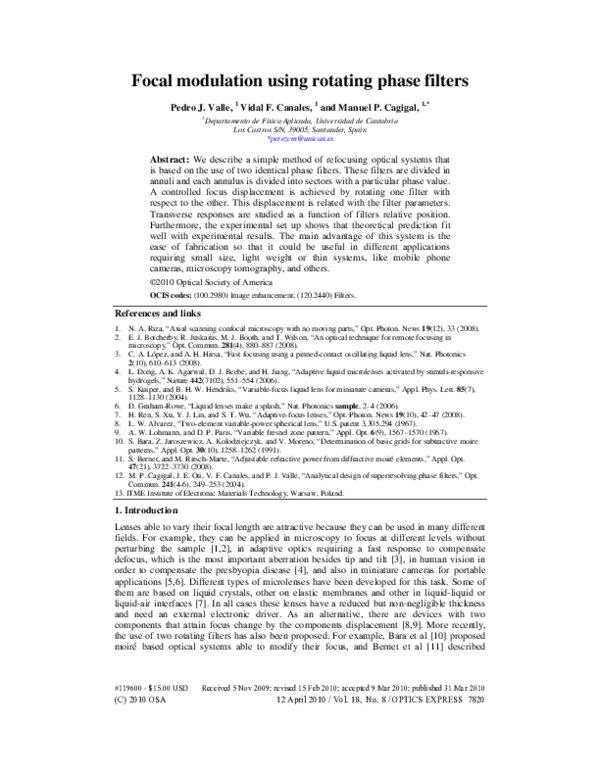 (PDF) Focal modulation using rotating phase filters