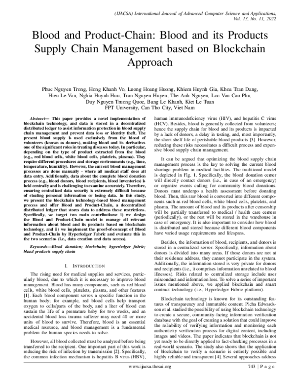 (PDF) Blood and Product-Chain: Blood and its Products Supply Chain ...