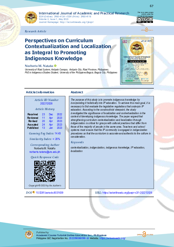 (PDF) Perspectives on Curriculum Contextualization and Localization as ...