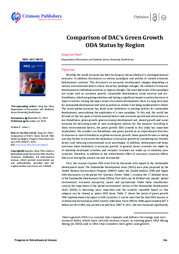 (PDF) Comparison of DAC’s Green Growth ODA Status by Region