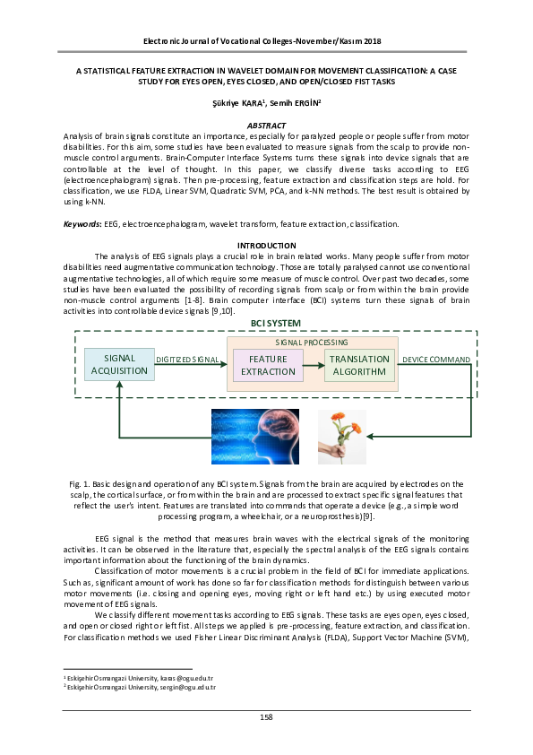 Pdf A Statistical Feature Extraction In Wavelet Domain For Movement Classification A Case