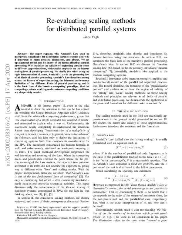 Pdf Re Evaluating Scaling Methods For Distributed Parallel Systems