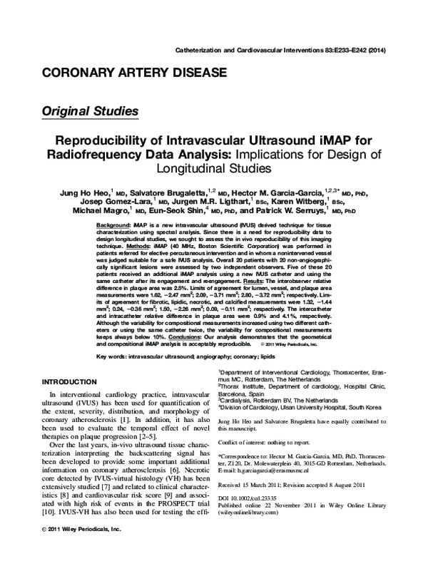 (PDF) Reproducibility of intravascular ultrasound iMAP for radiofrequency data analysis ...