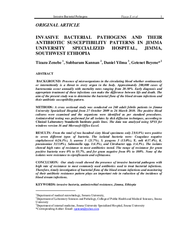 (PDF) Invasive Bacterial Pathogens