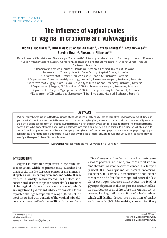 (PDF) The influence of vaginal ovules on vaginal microbiome and ...