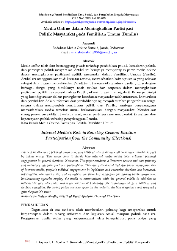 (PDF) Media Online dalam Meningkatkan Partisipasi Politik Masyarakat ...