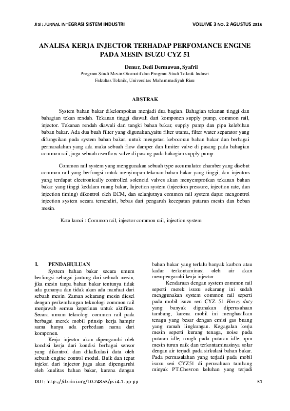 (PDF) Analisa Kerja Injector Terhadap Perfomance Engine Pada Mesin ...