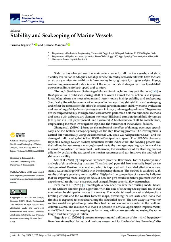(PDF) Stability and Seakeeping of Marine Vessels