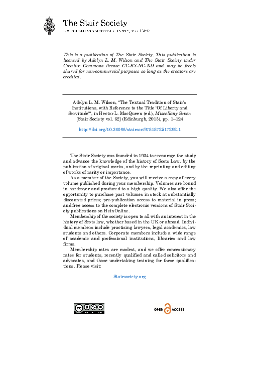 (PDF) The Textual Tradition of Stair’s Institutions, with Reference to ...
