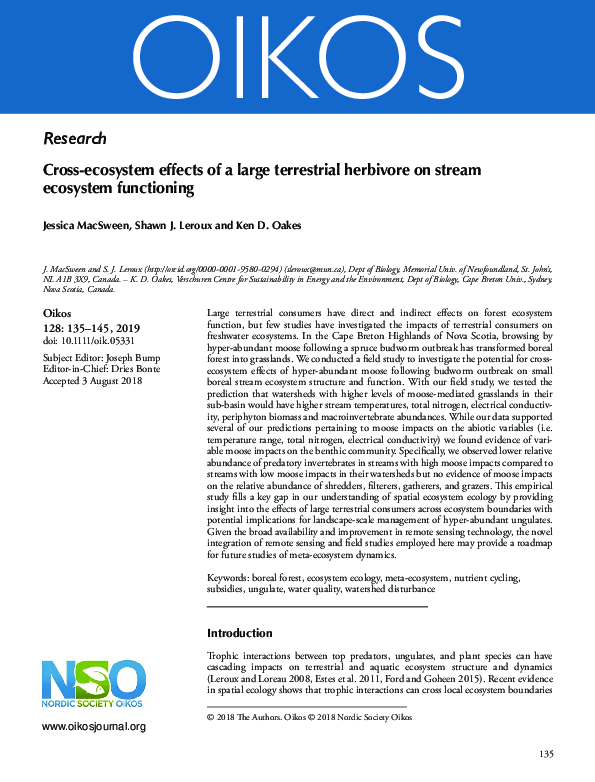 (PDF) Cross-ecosystem effects of a large terrestrial herbivore on ...