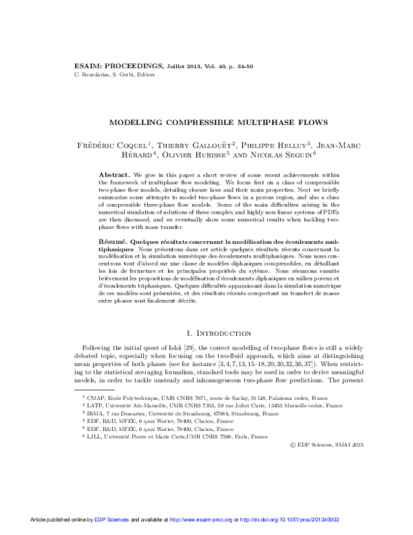 (PDF) Modelling compressible multiphase flows