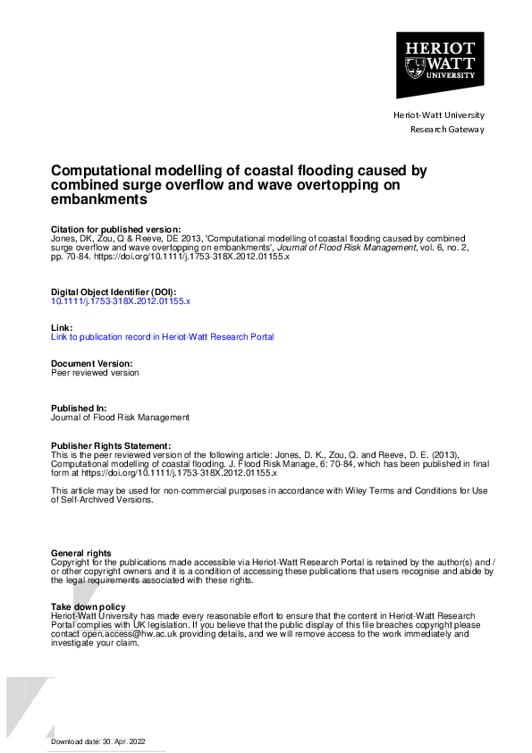 (PDF) Computational modelling of coastal flooding caused by combined surge overflow and wave ...