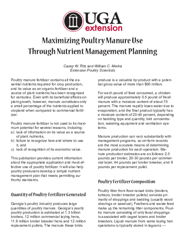 (PDF) Maximizing poultry manure use through nutrient management planning